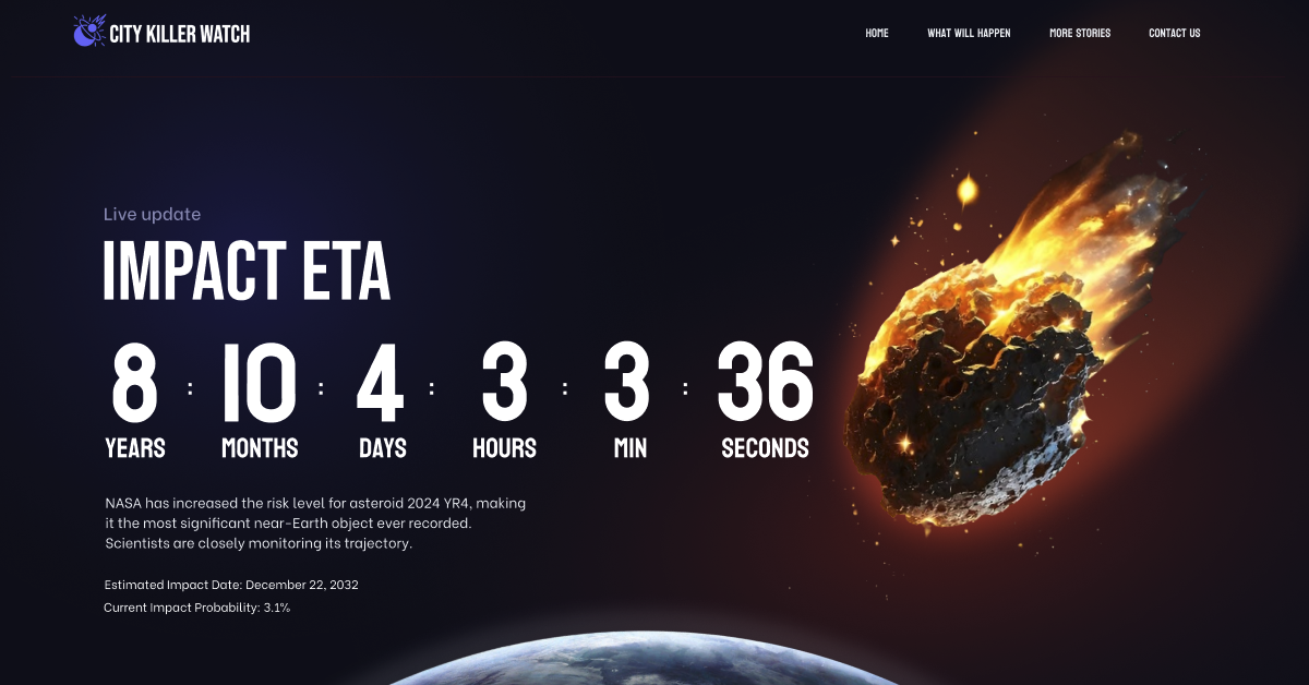 City Killer Watch – Asteroid Impact Countdown & News